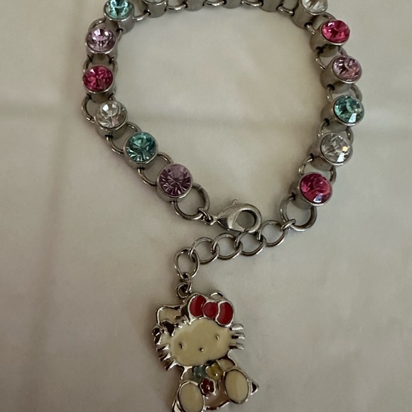 Sanrio | Jewelry | Hello Kitty Bracelet Multicolor Pastel Stones Enamel Hello Kitty Charm | Poshmark